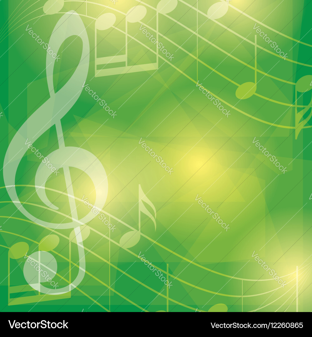 Abstract green music background with notes Vector Image