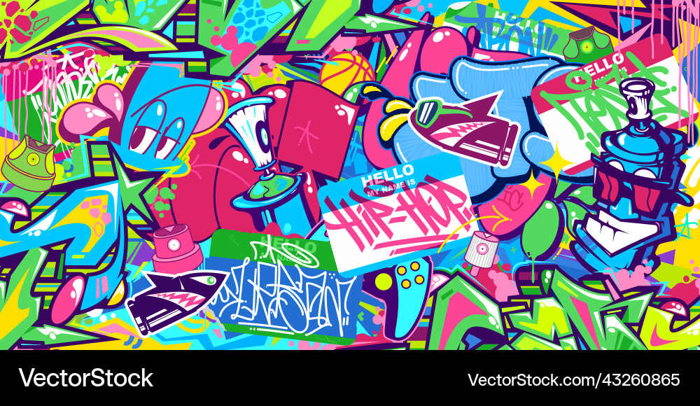 Abstract urban graffiti style sticker bombing Vector Image