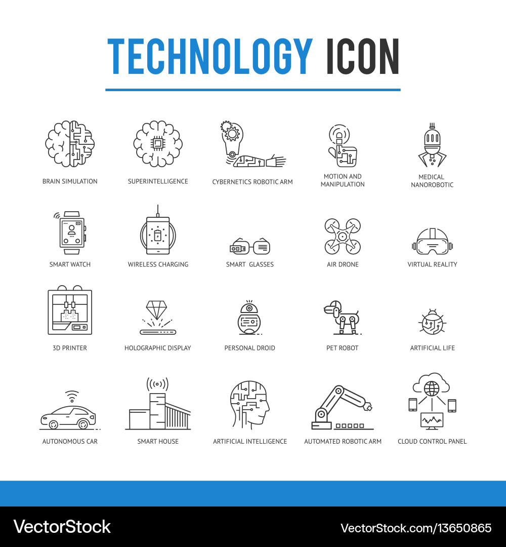 AI Technology Icon Set Royalty Free Vector Image