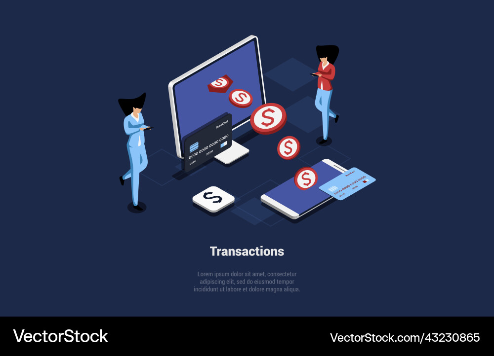 Concept of online payment and transactions Vector Image