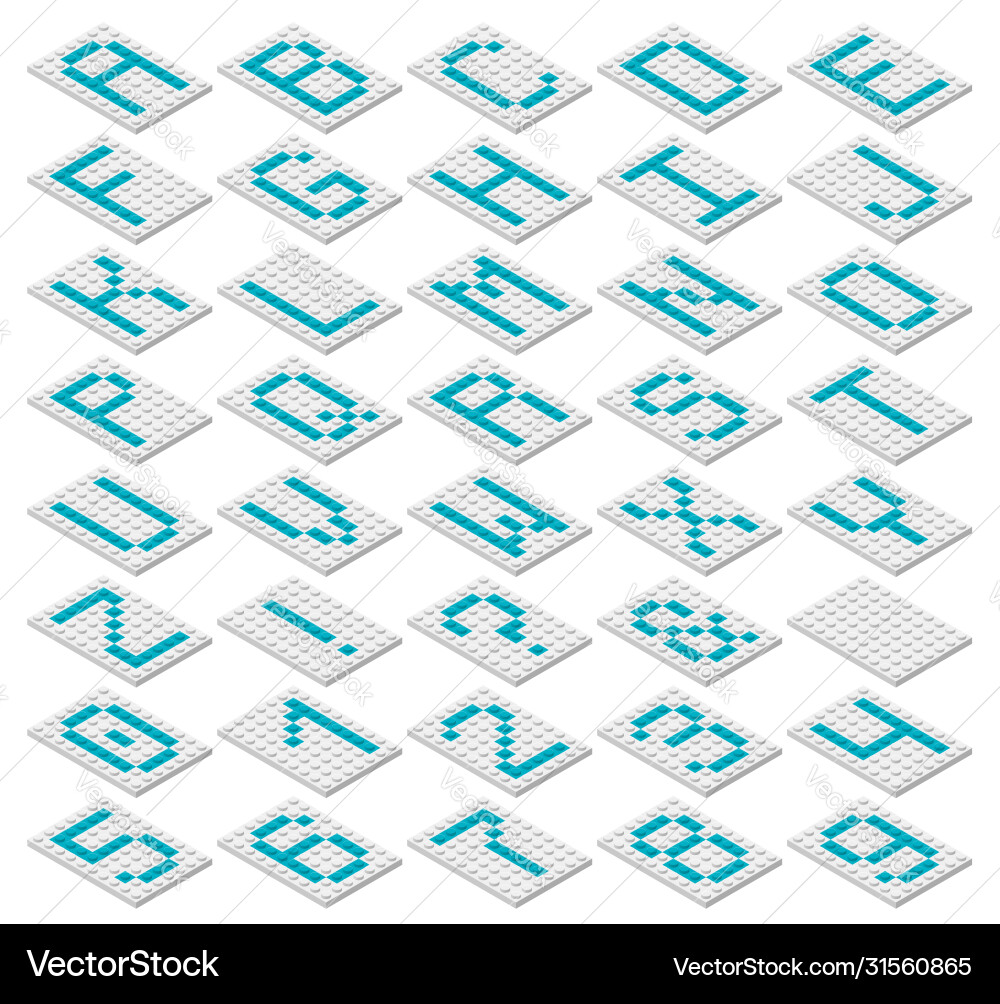 Decorative monospaced font from plastic Royalty Free Vector
