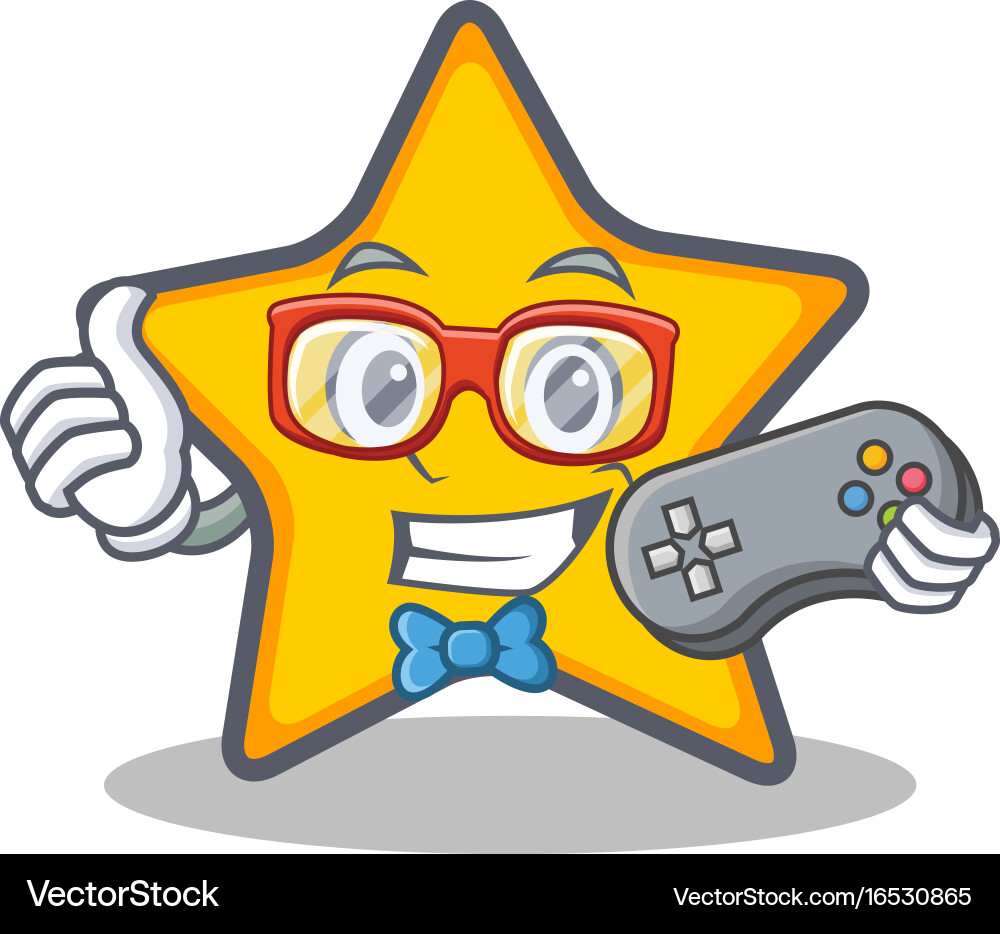 Gamer star character cartoon style Royalty Free Vector Image