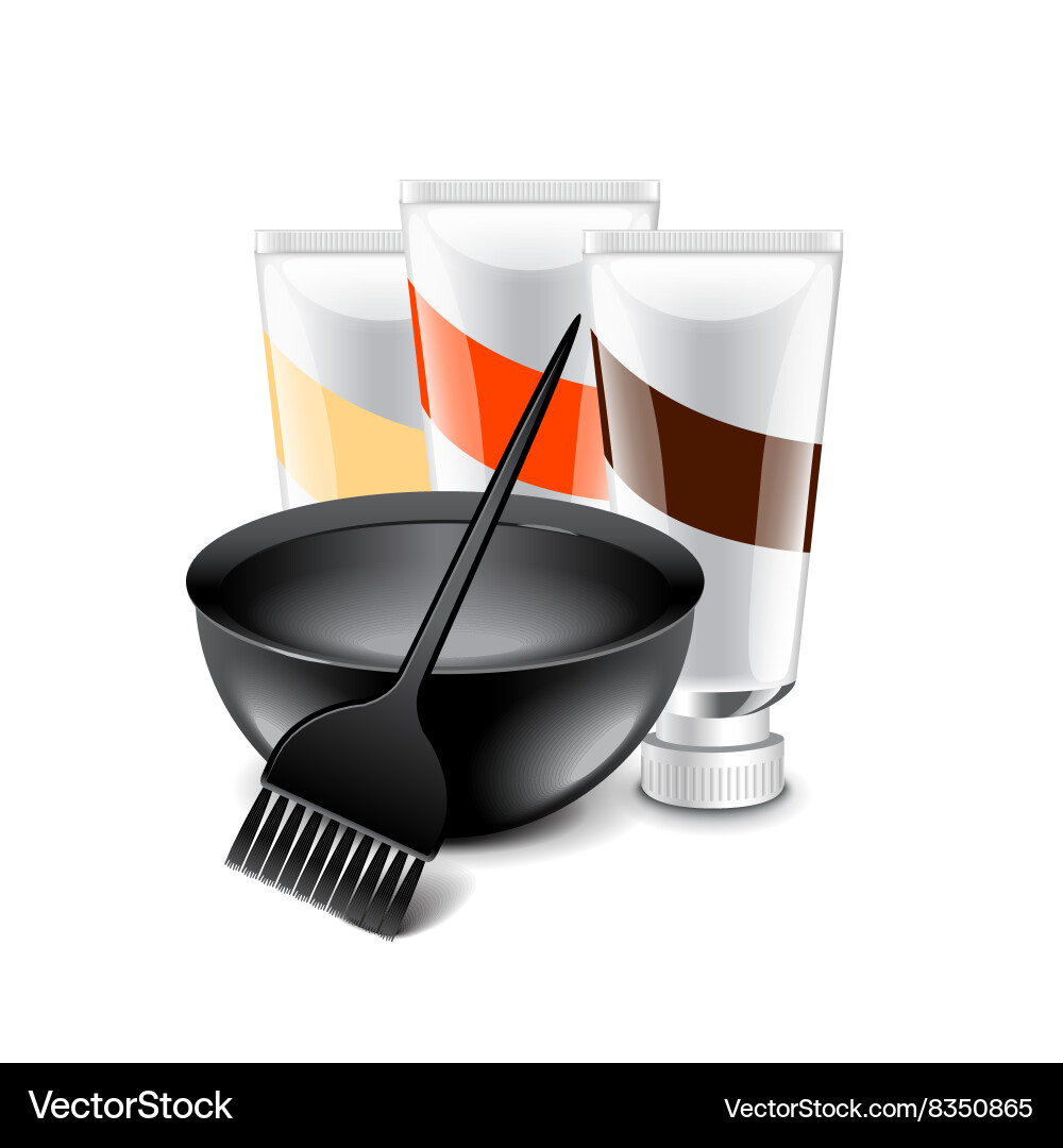 Hair dye tools isolated on white Royalty Free Vector Image