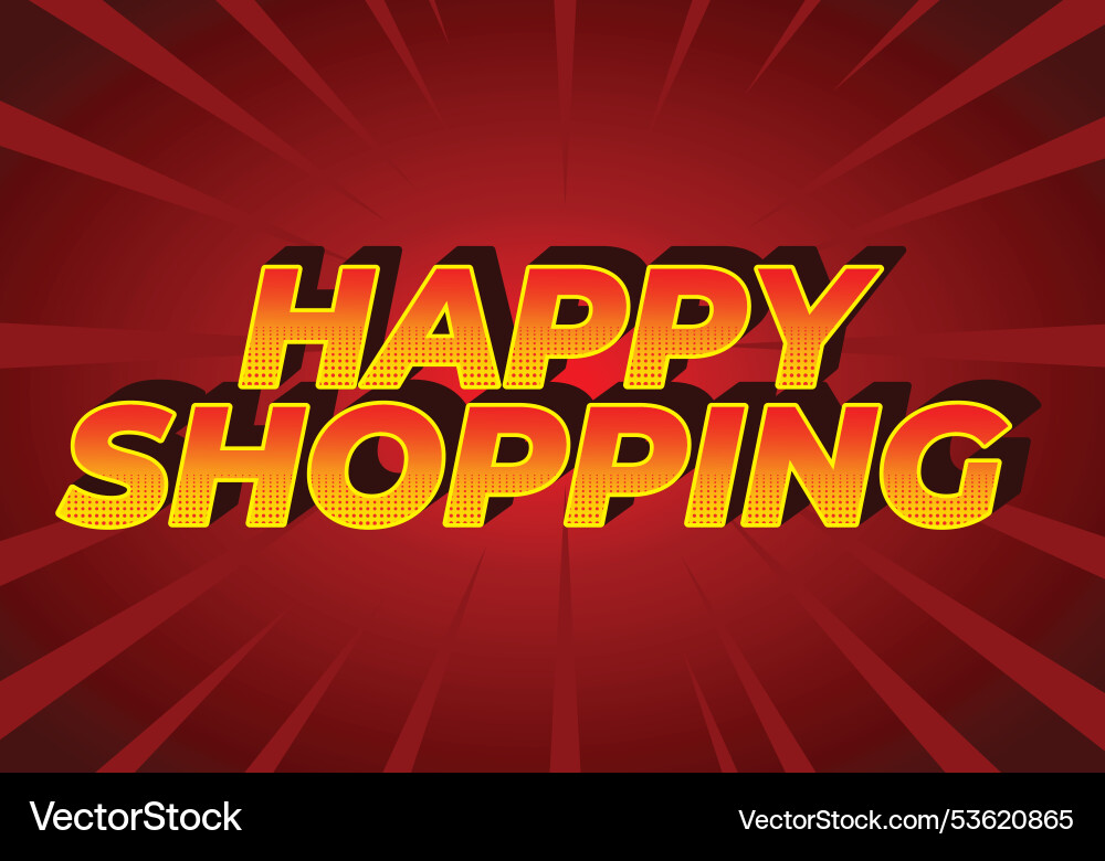Happy shopping text effect with 3d style Vector Image