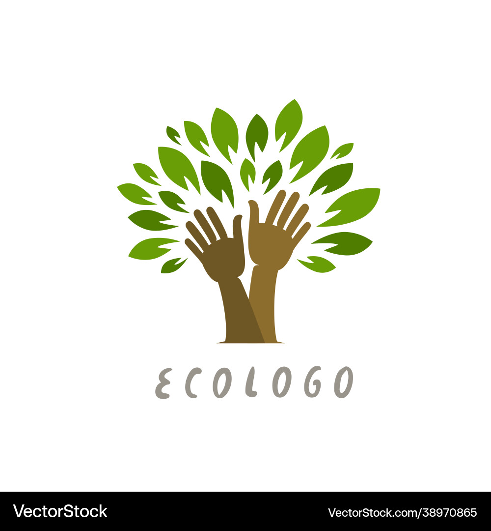 Healing hands tree nature organic icon Royalty Free Vector