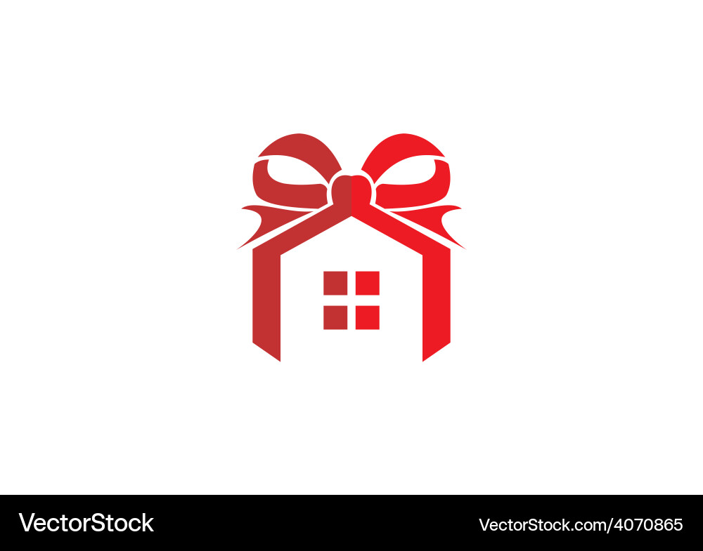 House realty present ribbon logo Royalty Free Vector Image