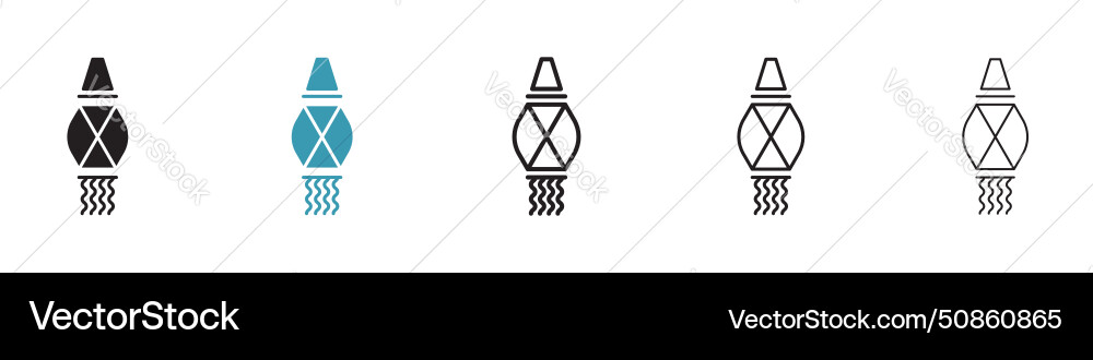 Kandeel icon set indian kandil symbol Royalty Free Vector
