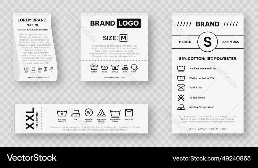 Laundry label collection with care symbols Vector Image