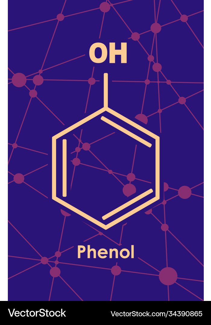 Phenol chemical formula Royalty Free Vector Image