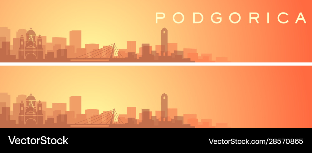 Podgorica schöne Skyline Landschaft Banner Vektorbild