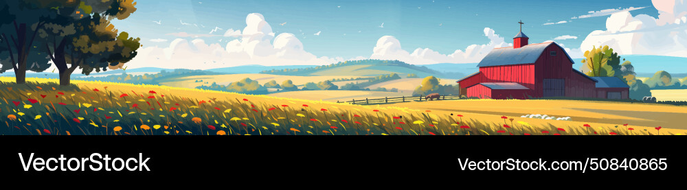 Rural farm landscape Royalty Free Vector Image