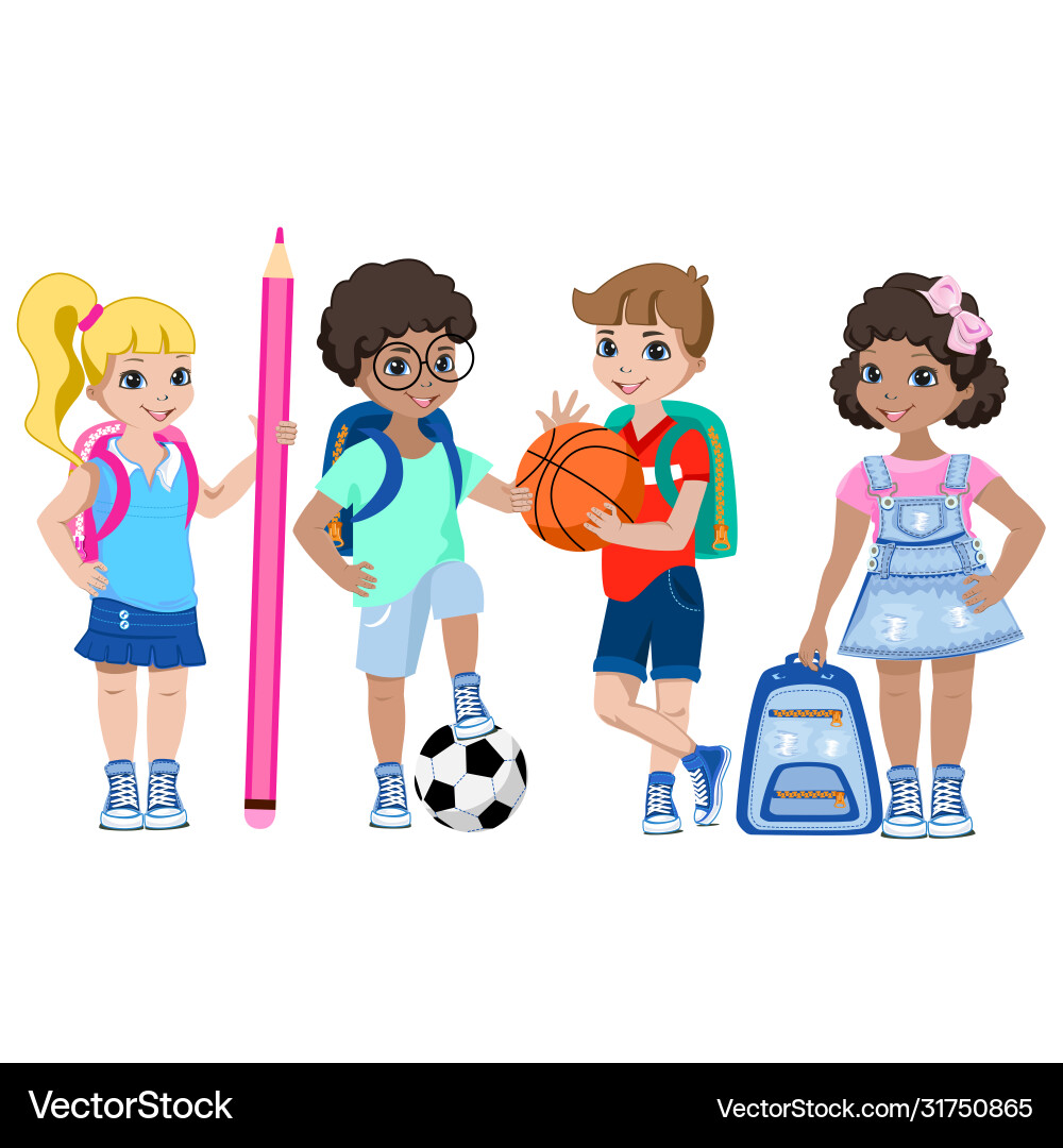 Schoolchildren set Royalty Free Vector Image - VectorStock