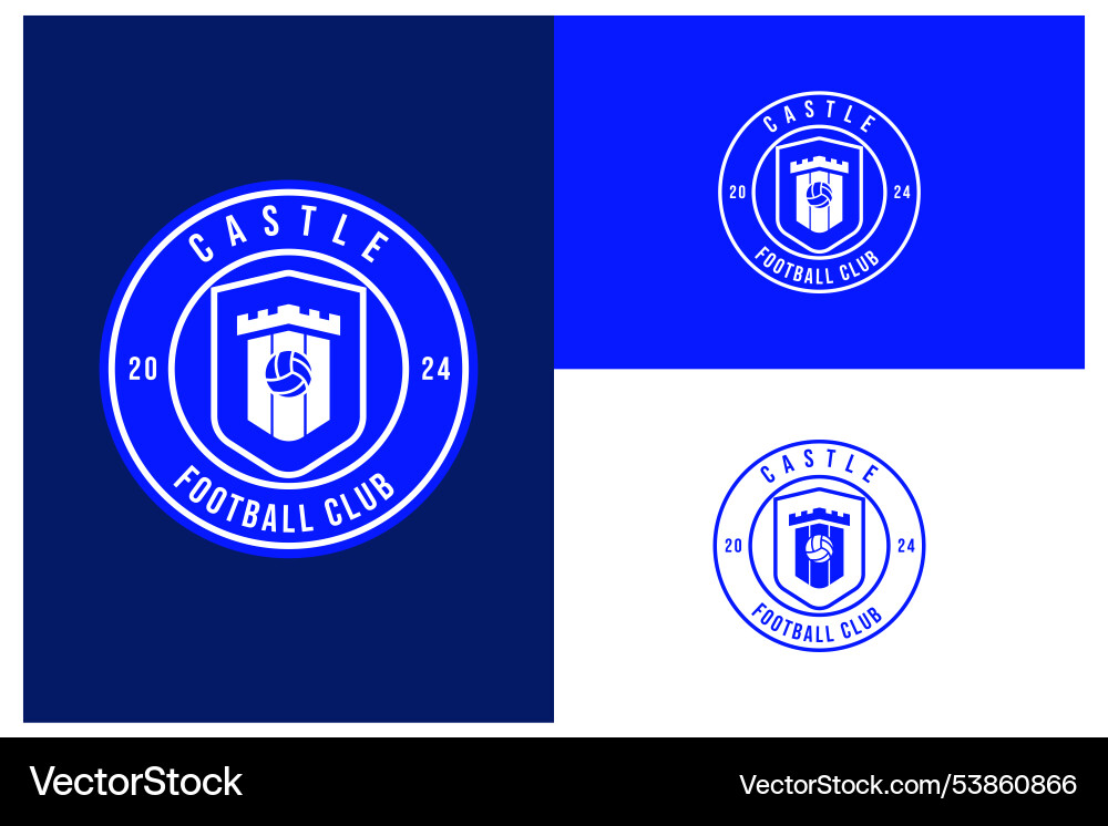 Castle football logo Royalty Free Vector Image