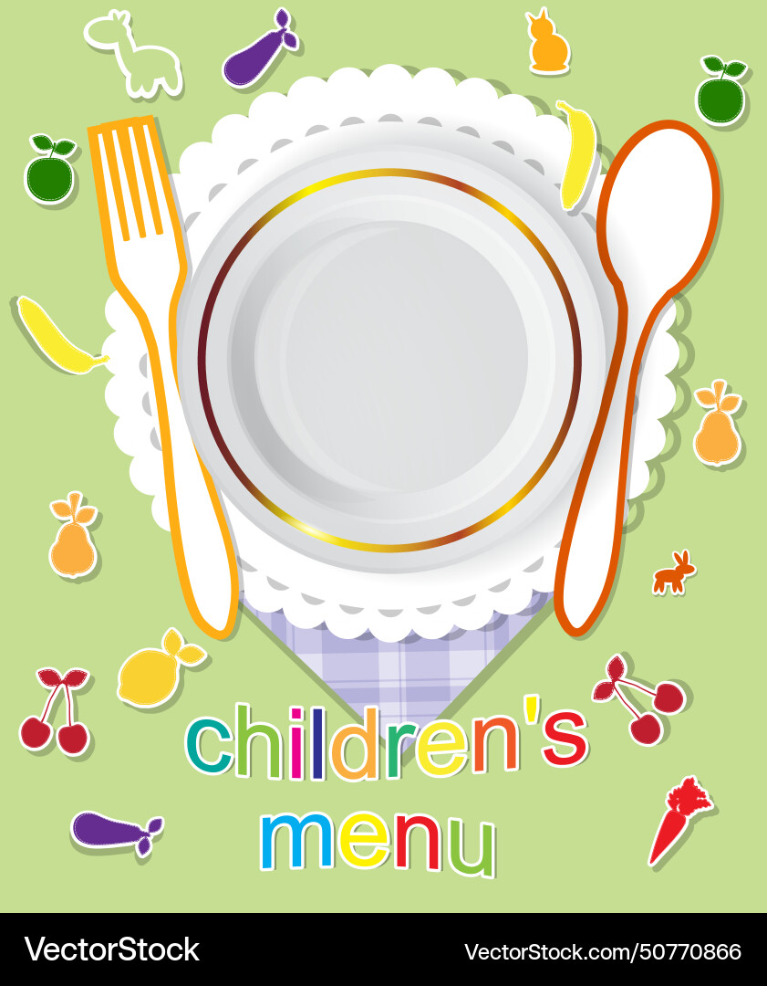 Children menu design Royalty Free Vector Image