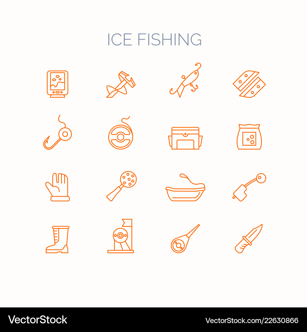 Ice Fishing Icon Set Royalty Free Vector Image