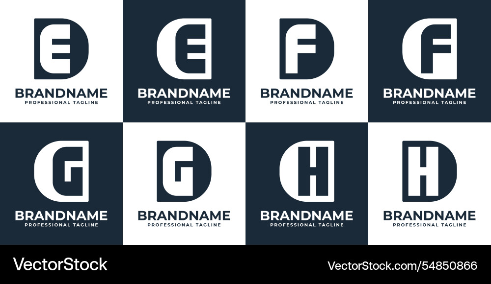 Letters de ce df cf cg dg ch dh monogram logo set Vector Image