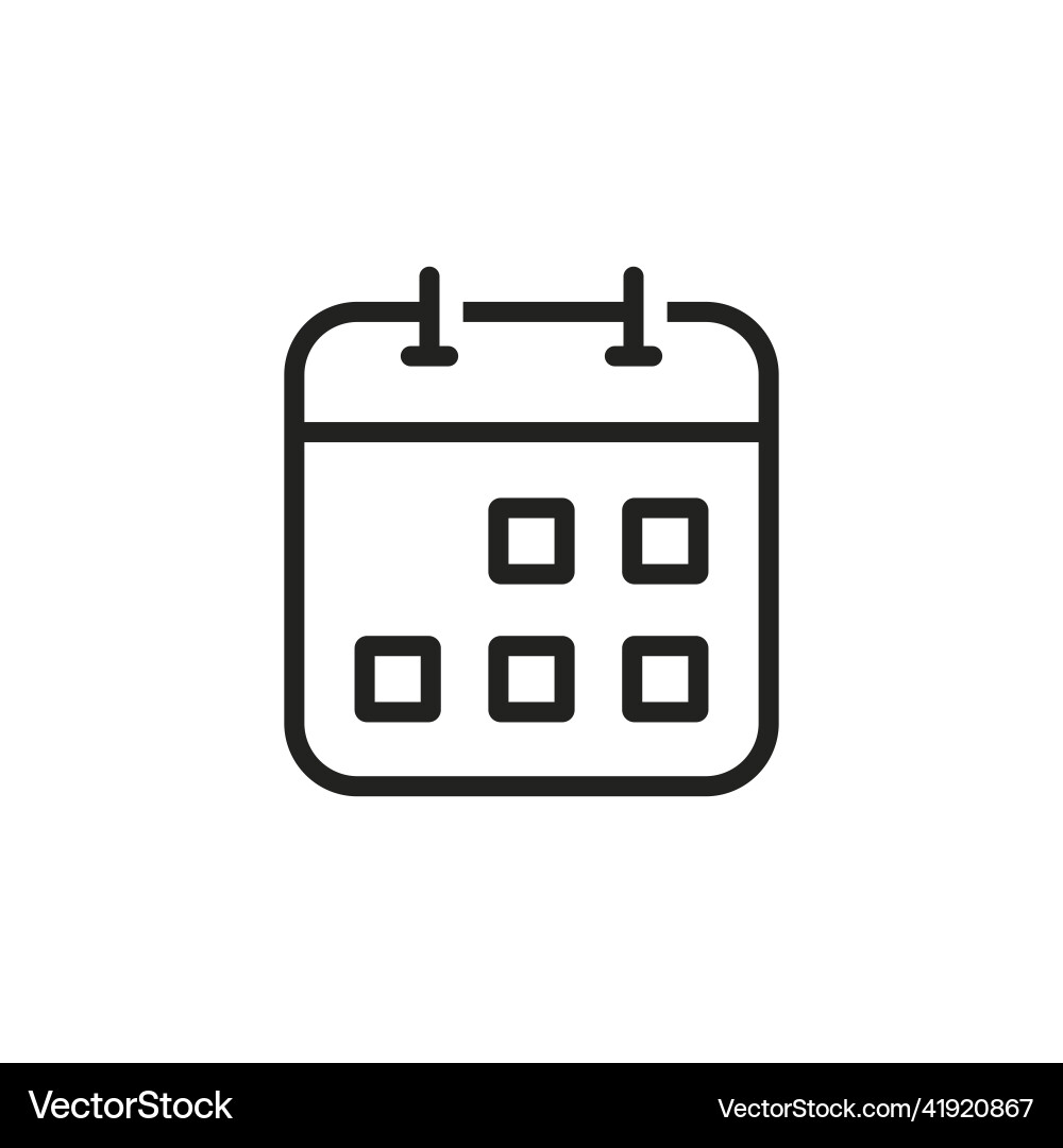 Calendar line icon simple isolated flat outline Vector Image