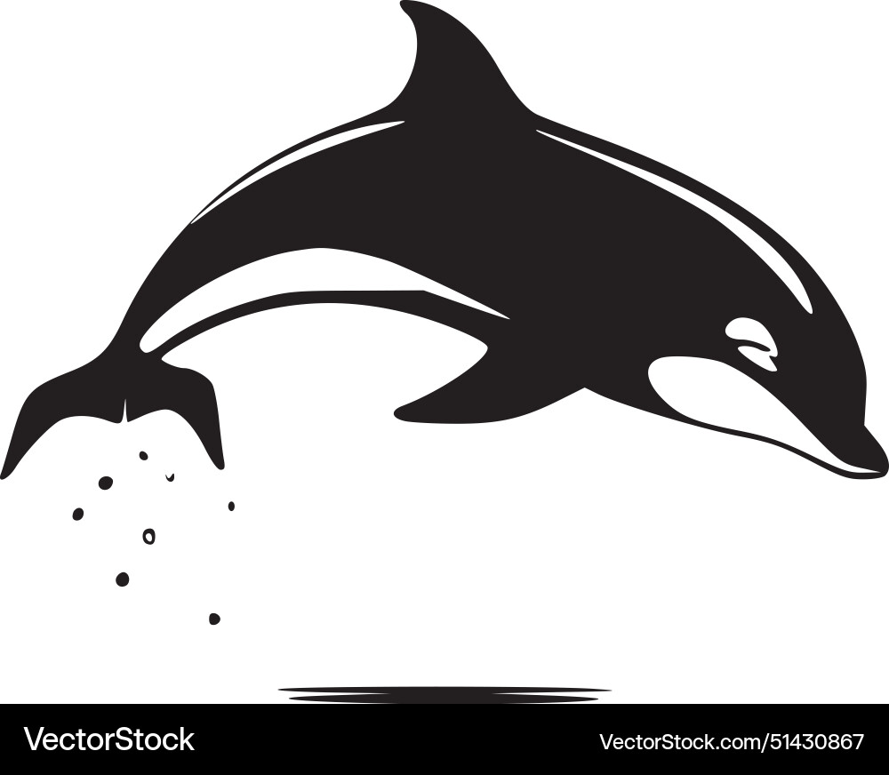 Dolphin - black and white Royalty Free Vector Image