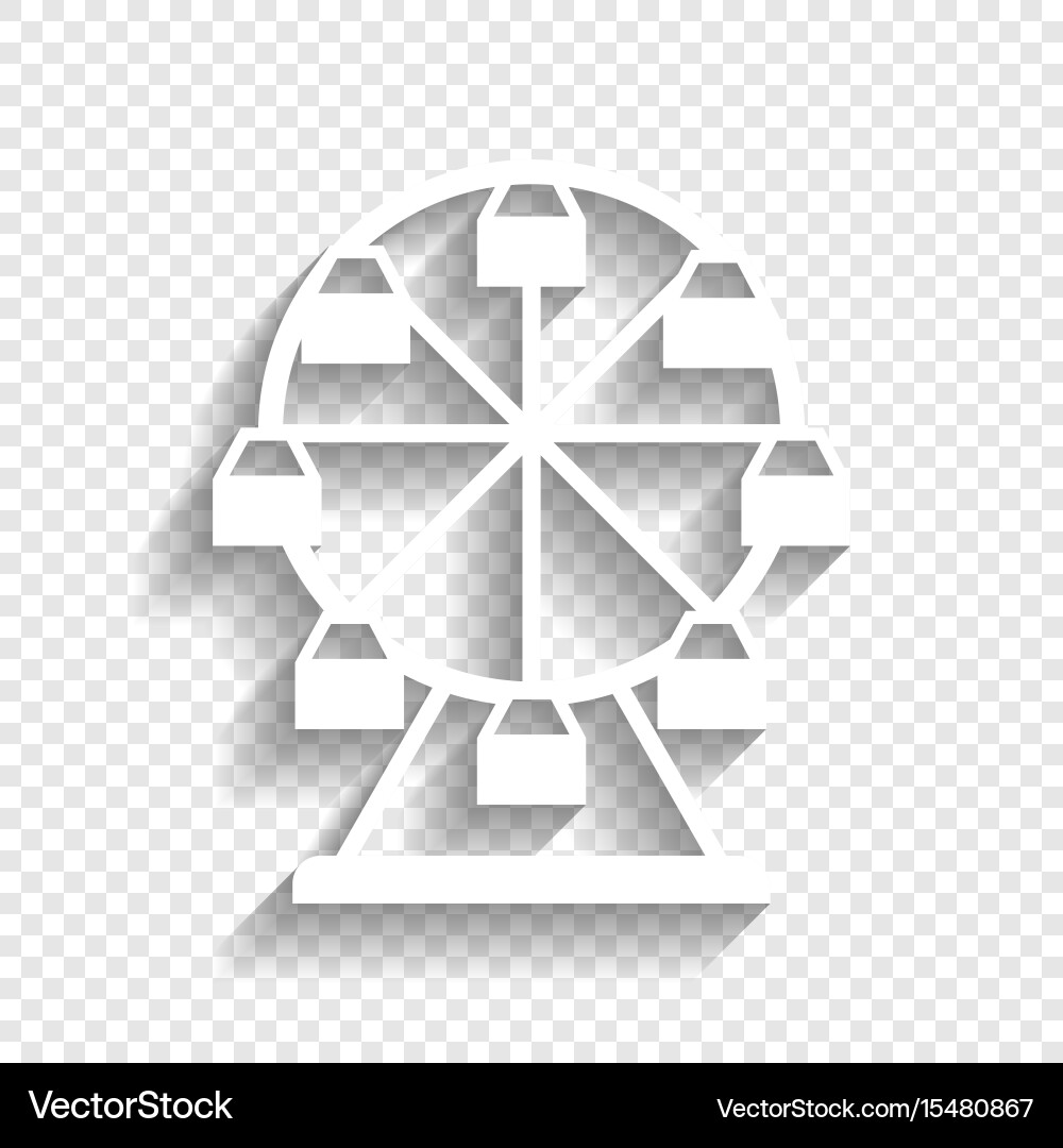 Ferris wheel sign white icon with soft Royalty Free Vector