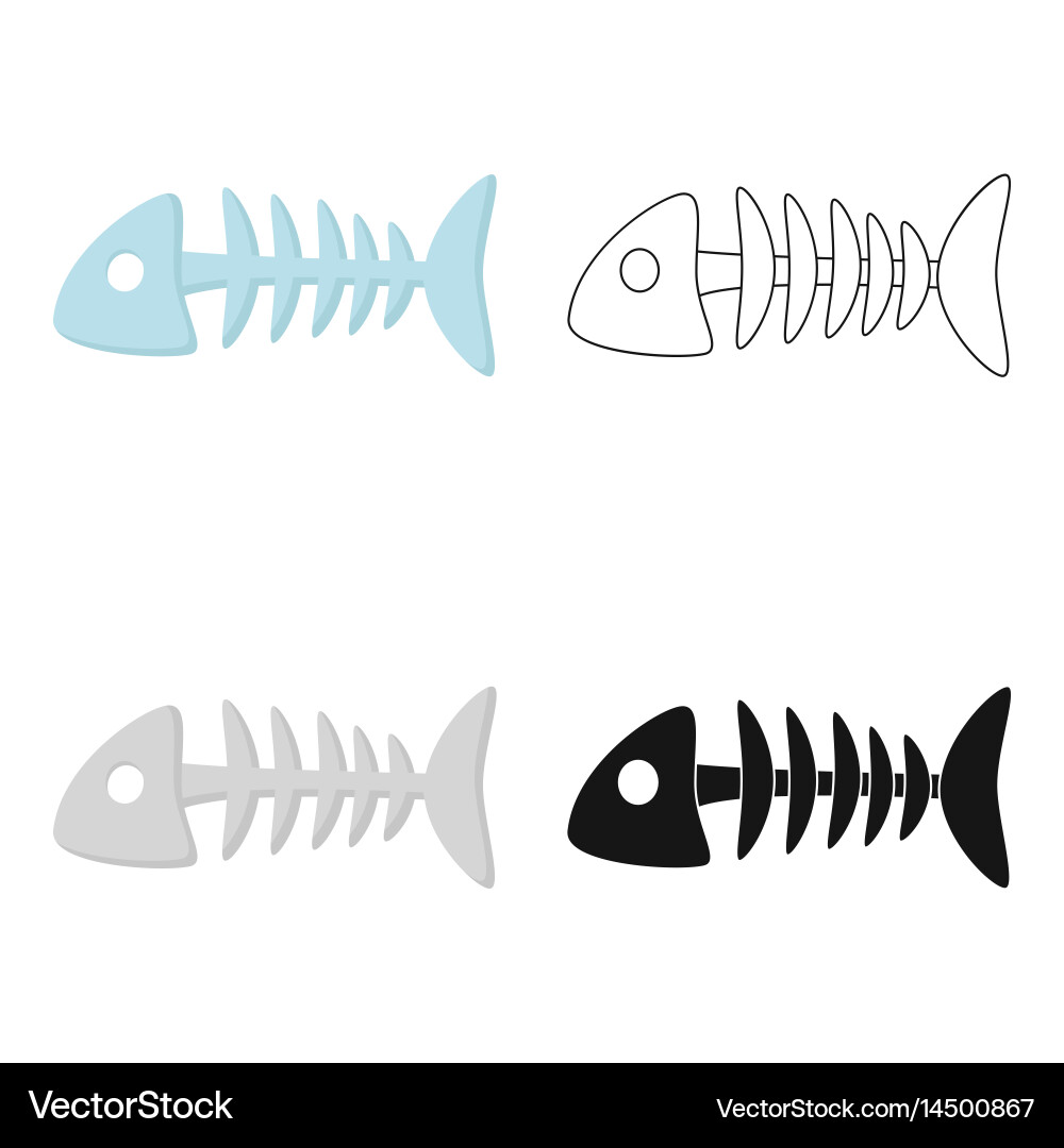 Fish bone icon in cartoon style isolated on white Vector Image