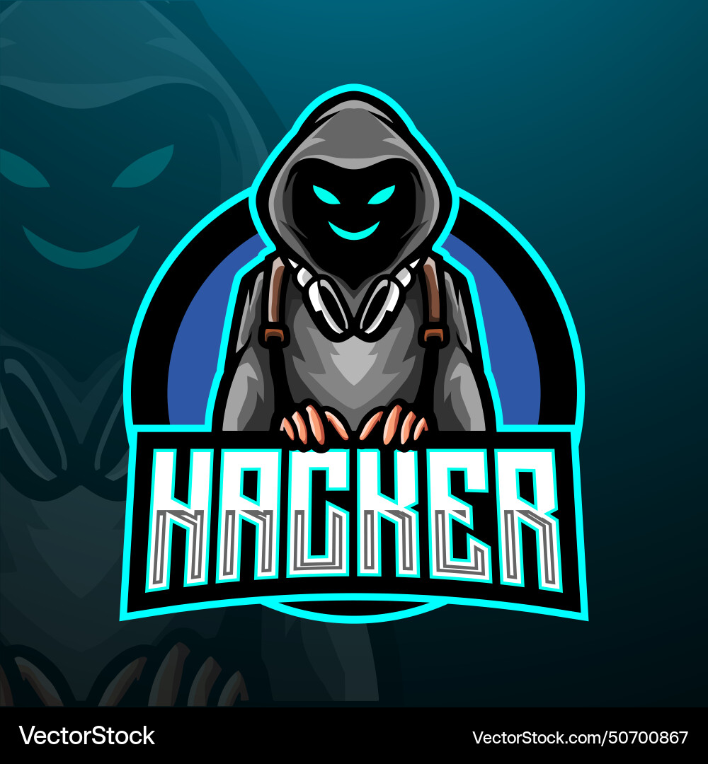 Hacker esport logo mascot design Royalty Free Vector Image