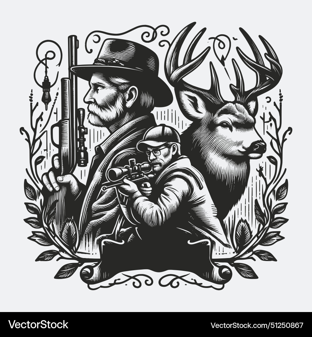 Hunting life svg silhouette file Royalty Free Vector Image