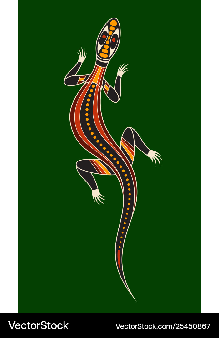 Lizard aboriginal art style Royalty Free Vector Image