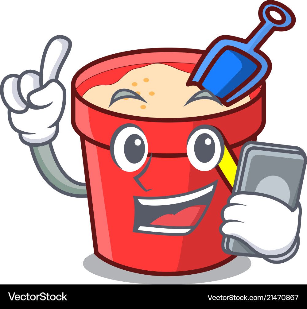 With phone sand bucket character cartoon Vector Image
