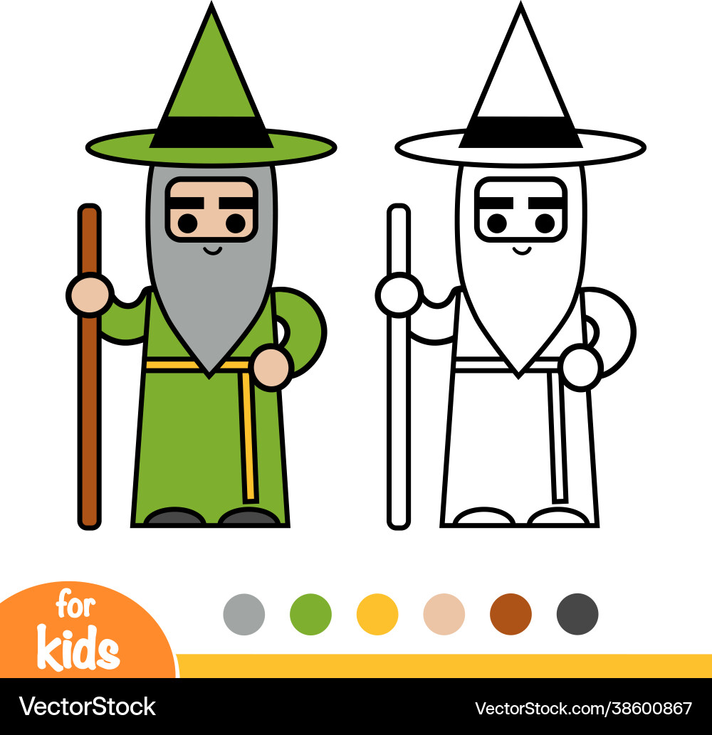 Wizard Coloring Page Royalty Free Vector Image