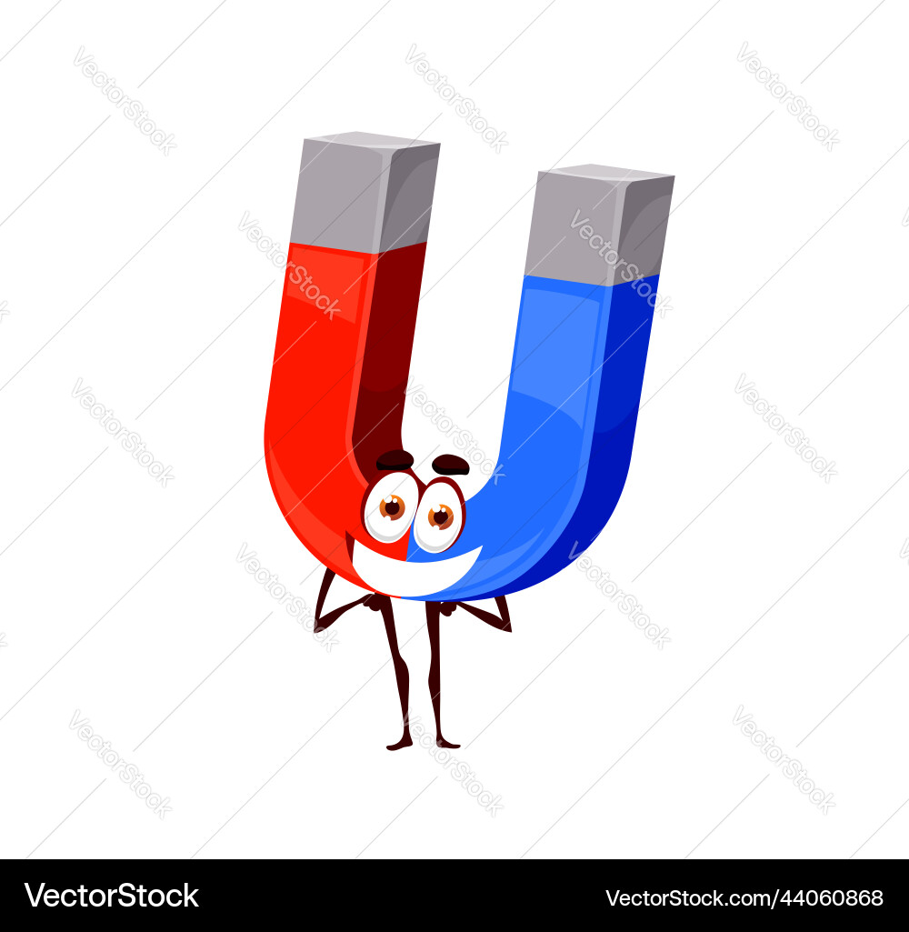 Cartoon cute magnet character physics personage Vector Image