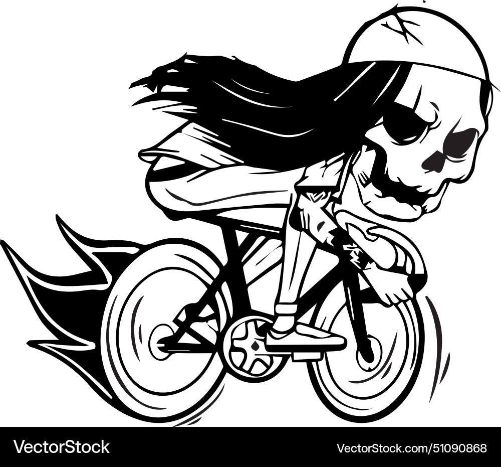 Cartoon skeleton skull motor biker speed Vector Image