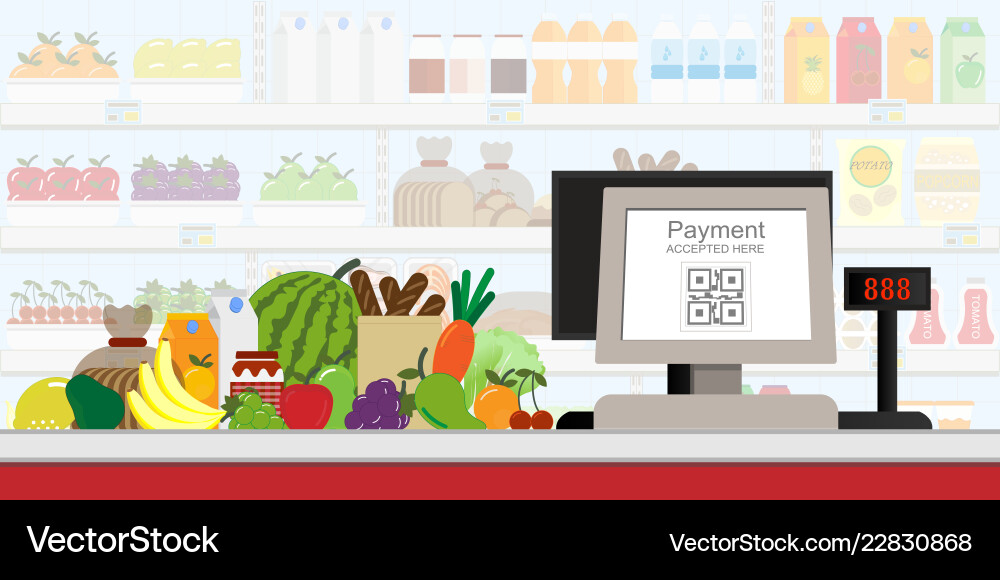 Cash register electronic qr code payment Vector Image