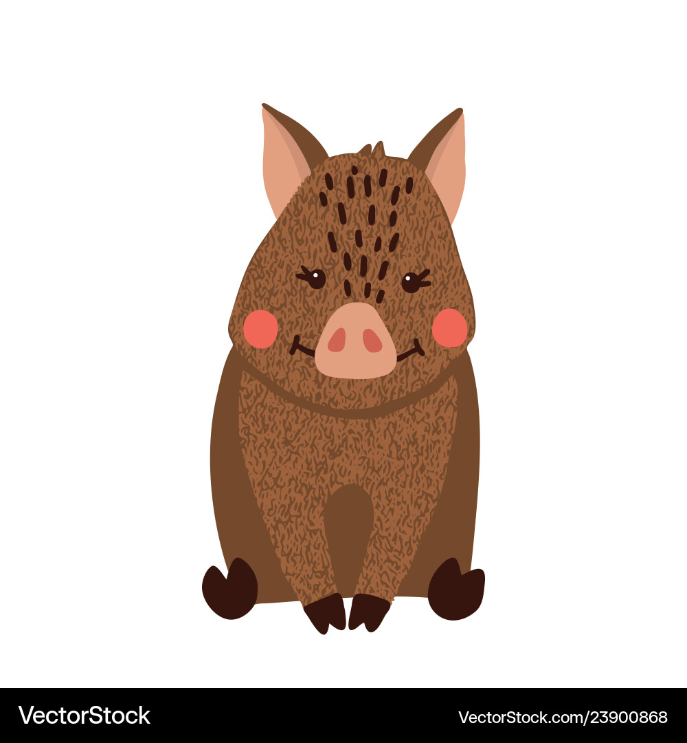 Cute hand drawn wild boar isolated on white Vector Image