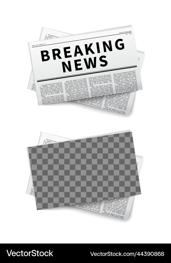 Folded newspaper with breaking news header Vector Image