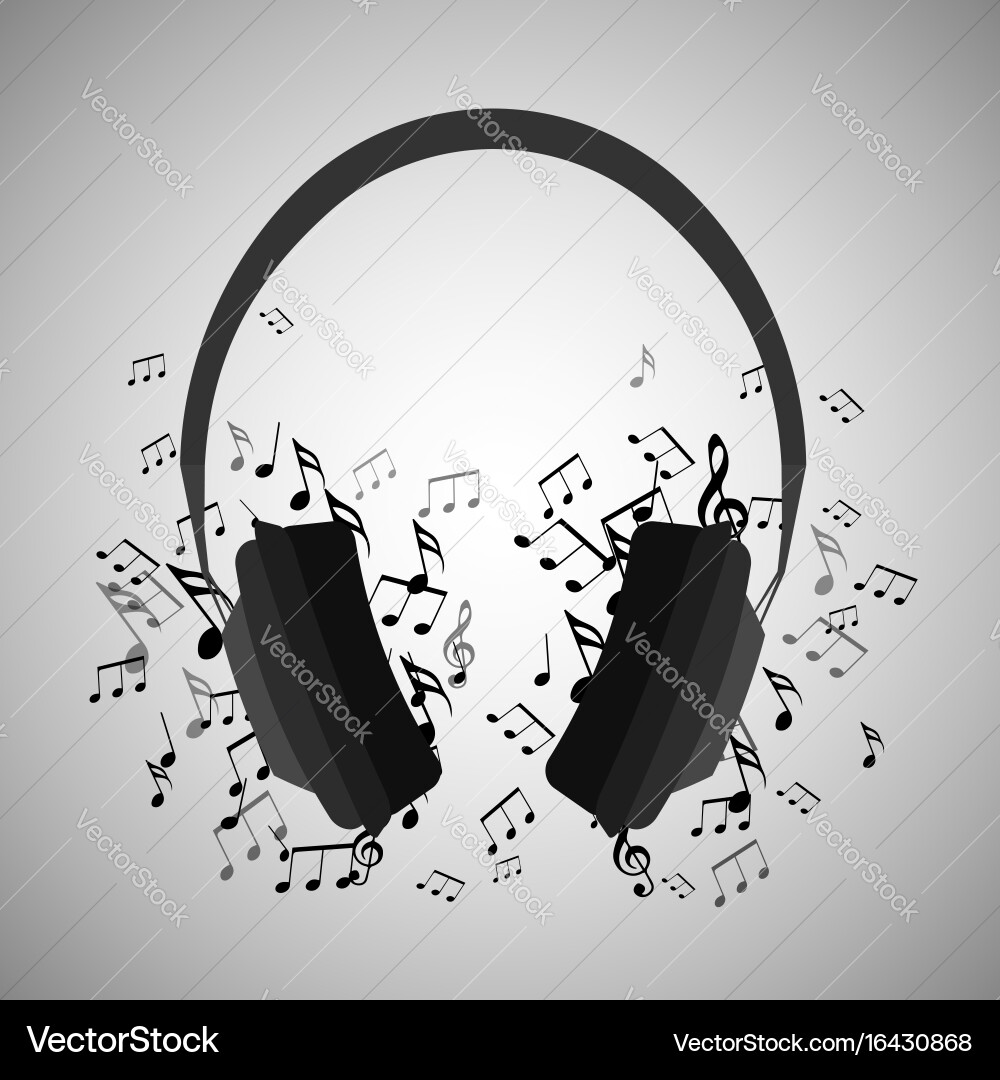 Headphones with musical notes Royalty Free Vector Image