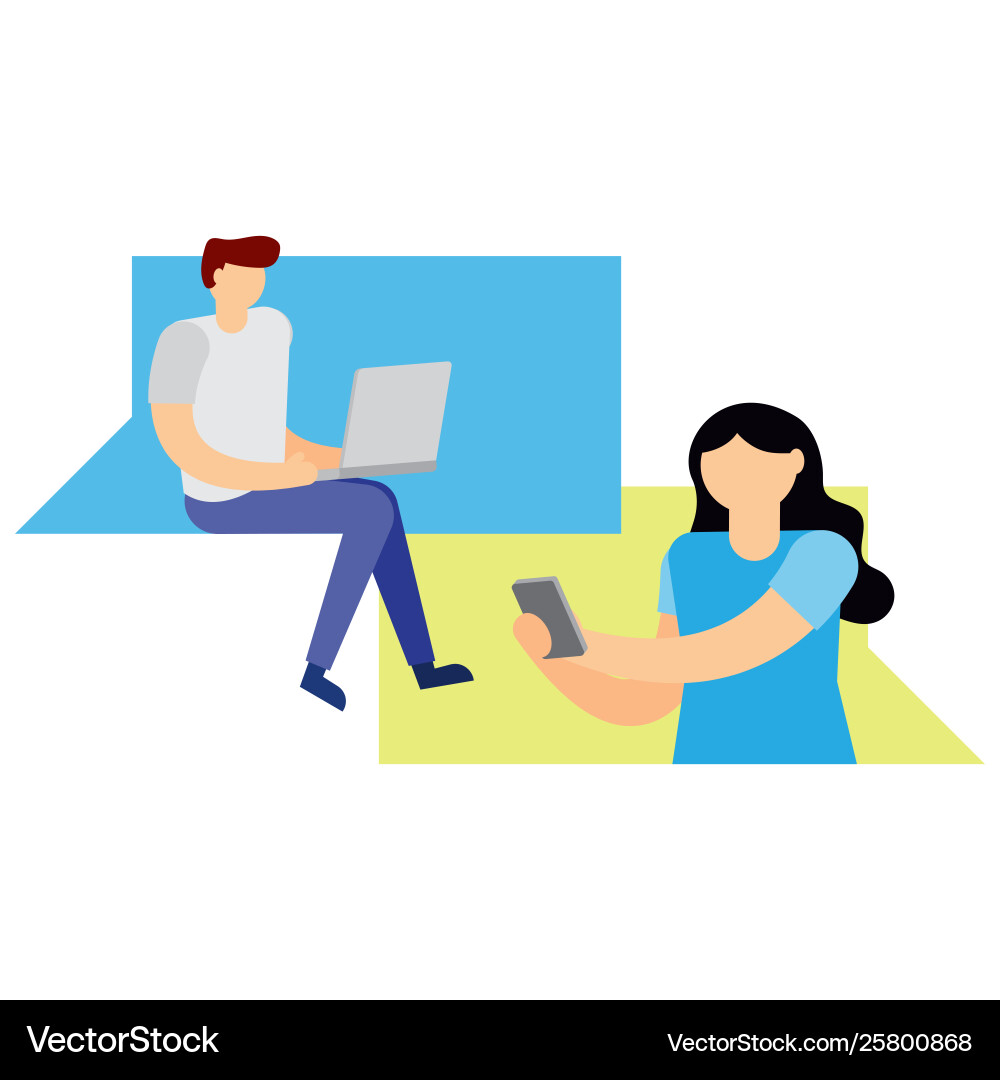People sending messages to each other via Vector Image