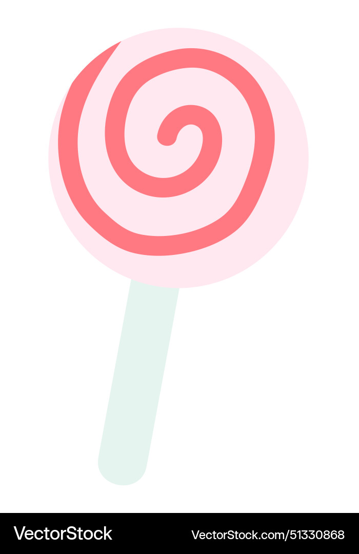 Pink spiral striped lollipop in flat design cute Vector Image