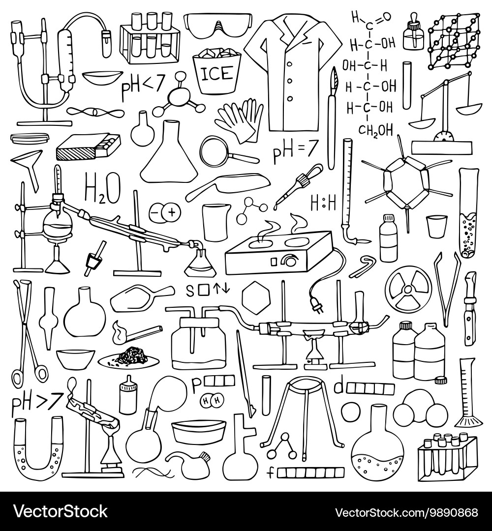 Science Chemistry Doodle Set Royalty Free Vector Image