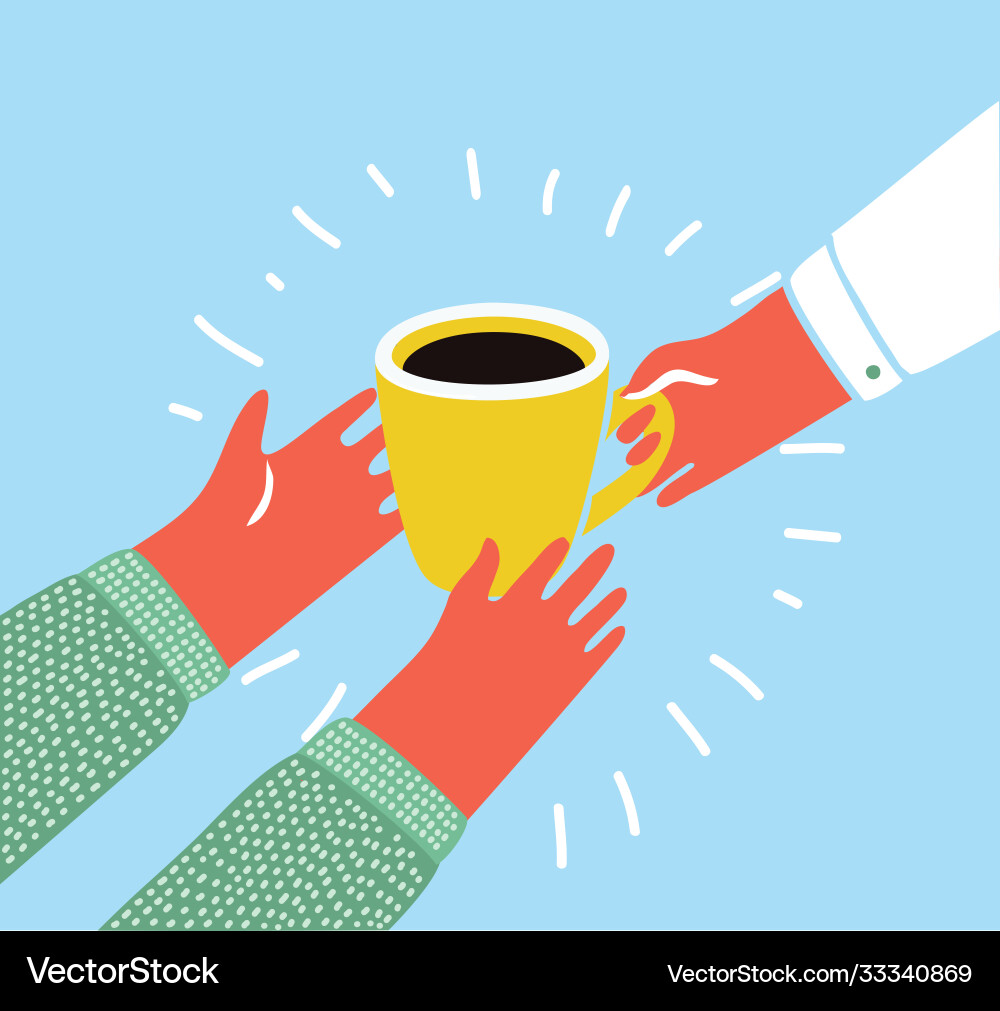 An isolated hand giving a cup Royalty Free Vector Image
