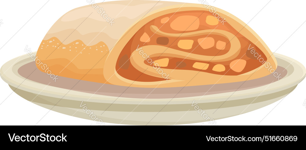 Apple strudel lying on a plate Royalty Free Vector Image