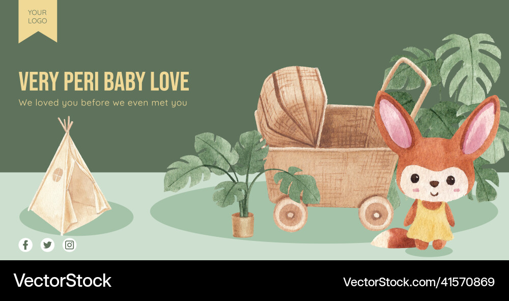 Billboard template with very peri boho nursery Vector Image
