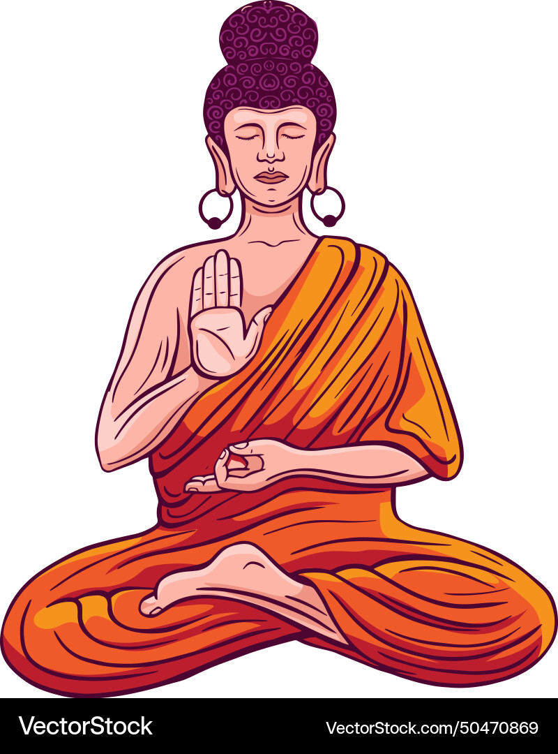 Buddha sitting in meditation Royalty Free Vector Image