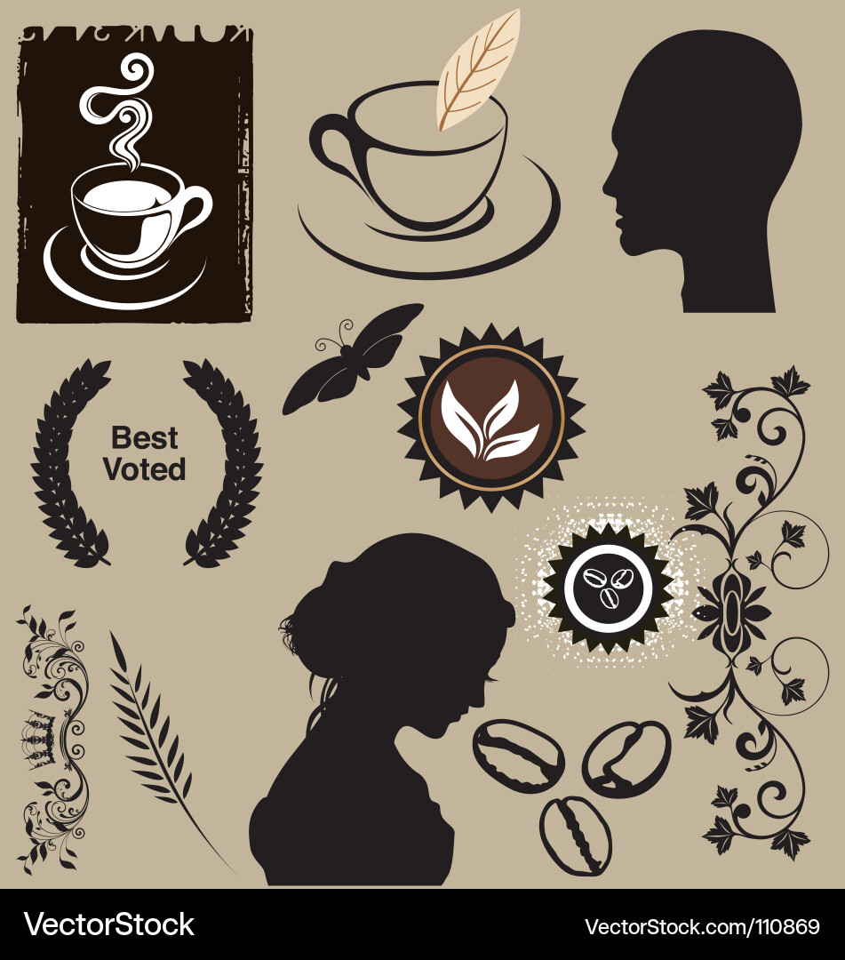 Coffee elements Royalty Free Vector Image - VectorStock