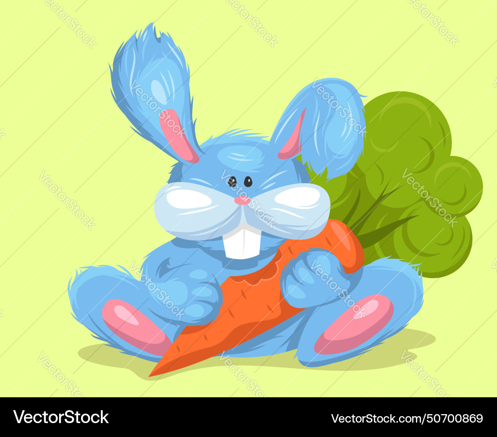 Cute easter bunny with carrot festive spring Vector Image