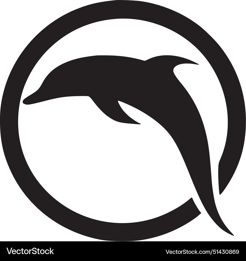 Dolphin - black and white Royalty Free Vector Image