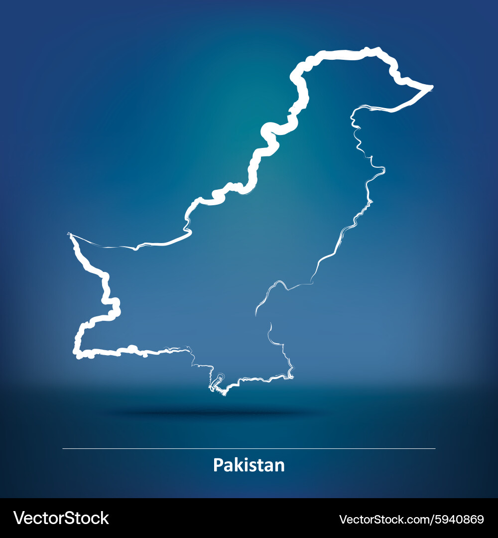 Doodle map of pakistan Royalty Free Vector Image