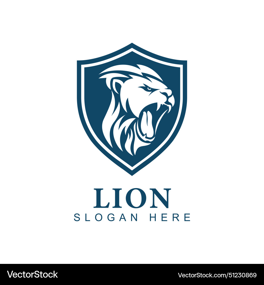 Head lion shield logo Royalty Free Vector Image