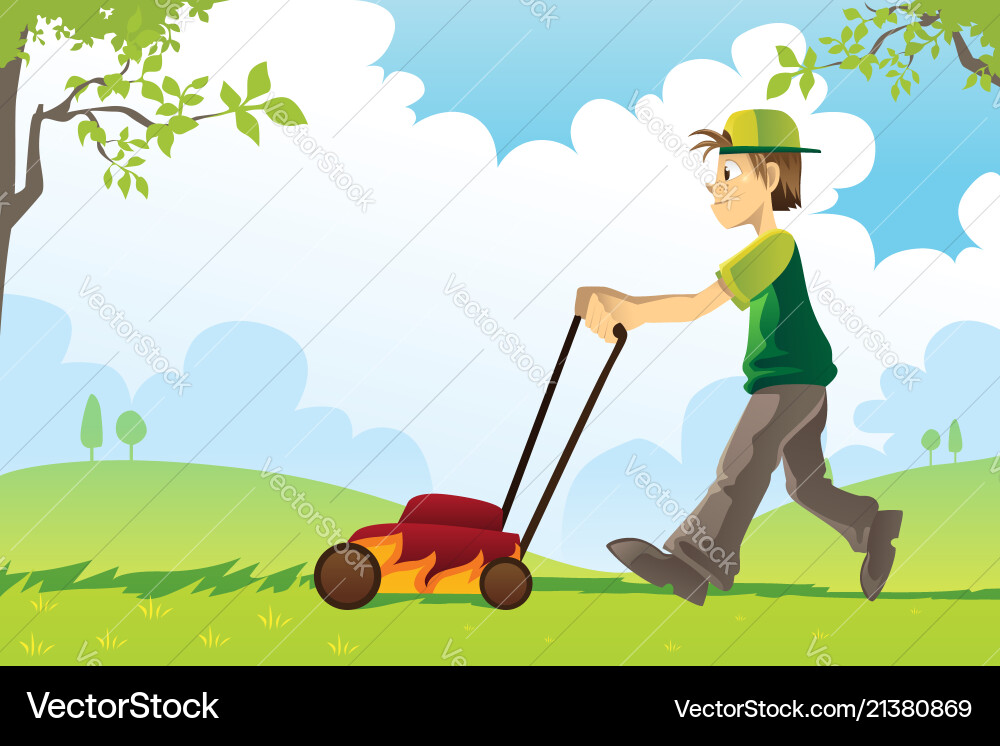 Man Mowing Lawn Royalty Free Vector Image - VectorStock