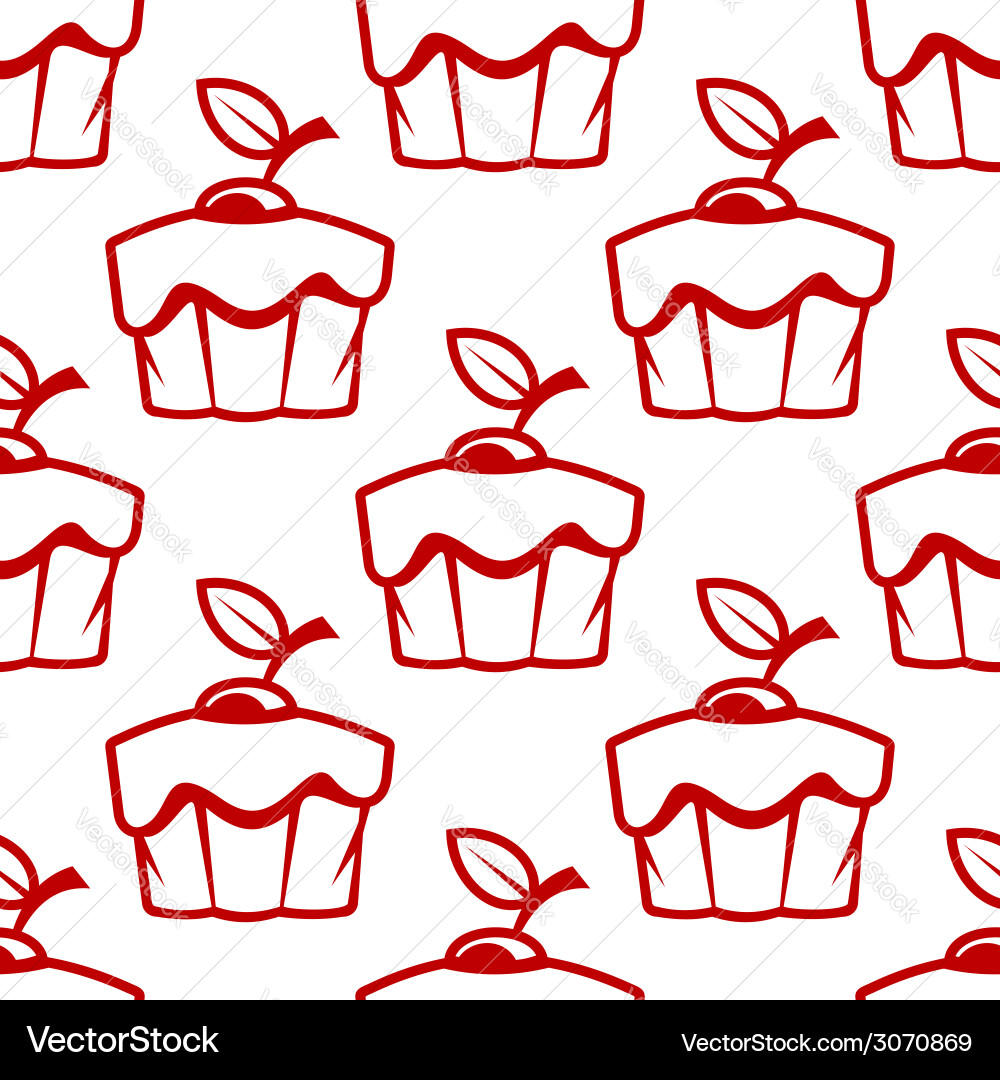 Red Cherry Cupcake Pattern Royalty Free Vector Image