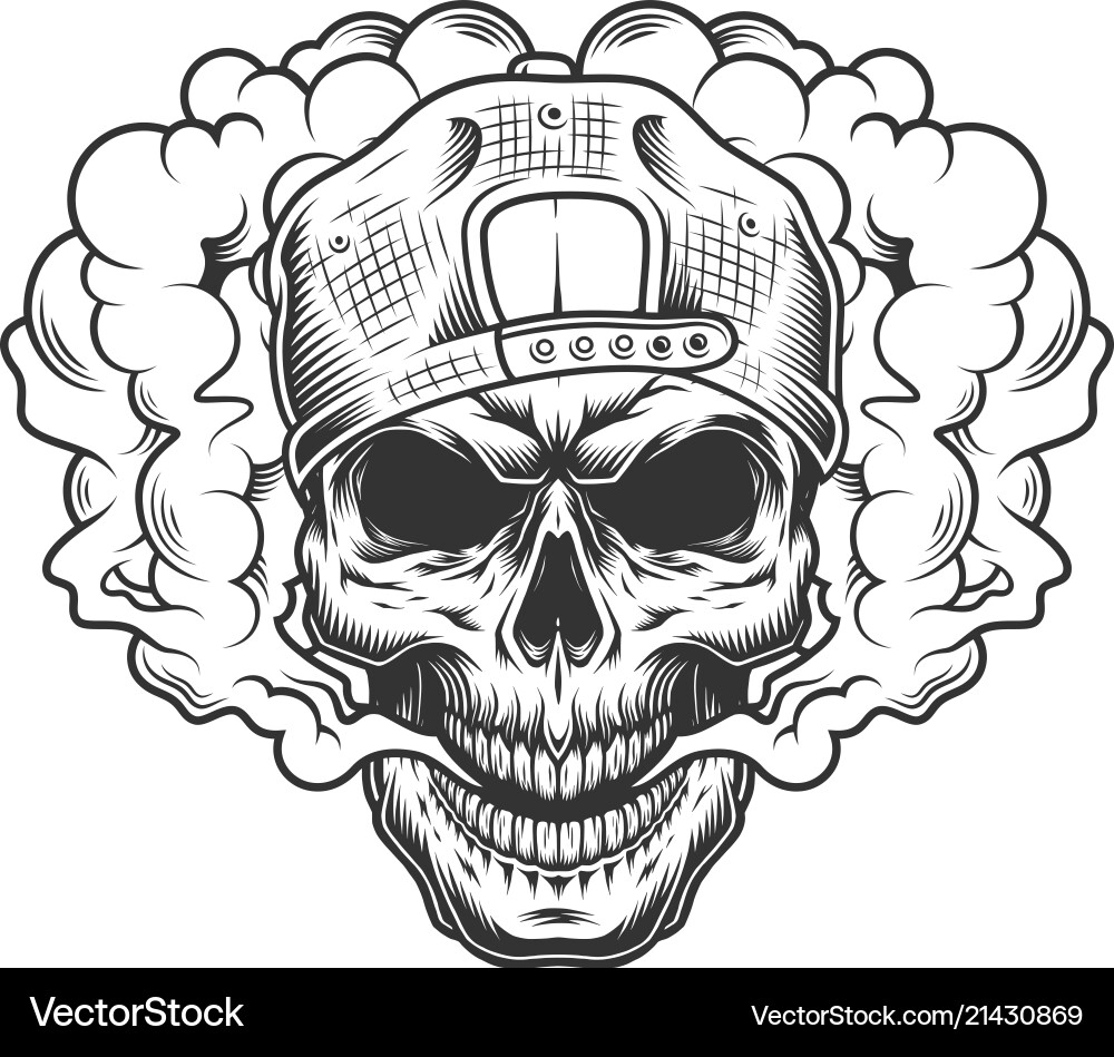 Skull with Vape Cloud Royalty Free Vector Image
